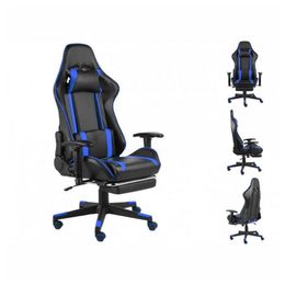 vidaXL Bürostuhl Gaming-Stuhl mit Fußstütze Drehbar Blau PVC