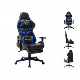 vidaXL Bürostuhl Gaming-Stuhl mit Fußstütze Schwarz und Blau Kunstleder