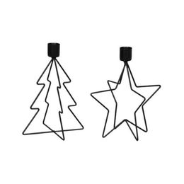 Posiwio Weihnachtsfigur 2er Set Kerzenhalter Baum und Stern (4er-Set)
