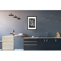 MuchoWow Poster Persischer Löwe auf schwarzem Hintergrund