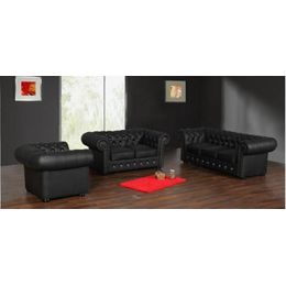 JVmoebel Wohnzimmer-Set Chesterfield Sofagarnitur 321 Couch Garnitur 100% Leder Sofort