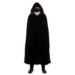 maskworld Kostüm Schwarze Stoffmaske mit schwarzem Umhang