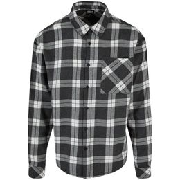 Urban Classics Boxy Dark Checked Shirt Langarmhemd grau weiß in L