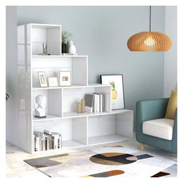 furnicato Bücherregal Bücherregal/Raumteiler Hochglanz-Weiß 155x24x160 cm