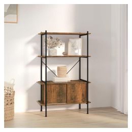 furnicato Bücherregal Regal mit 4 Böden und Schrank 80x40x130 cm Stahl Holzwerkstoff