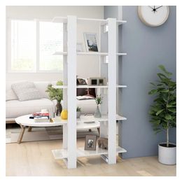 furnicato Bücherregal Bücherregal/Raumteiler Hochglanz-Weiß 80x30x160 cm
