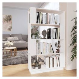 furnicato Bücherregal Bücherregal/Raumteiler Weiß 80x25x132 cm Massivholz Kiefer