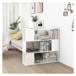furnicato Bücherregal Raumteiler Hochglanz-Weiß 100x24x94 cm