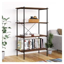 furnicato Bücherregal Regal mit 4 Böden Schwarz und Natur 80x40x130 cm