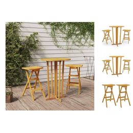 vidaXL Garten-Essgruppe 3-tlg Bar-Set Klappbar Massivholz Teak