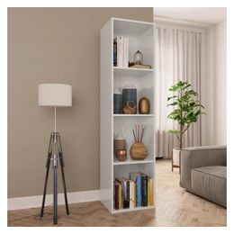 furnicato Bücherregal Bücherregal/TV-Schrank Hochglanz-Weiß 36x30x143cm Holzwerkstoff