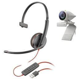 Poly Studio P5 USB HD Webcam Bundle mit Blackwire Kopfhörer (Lautstärkeregelung