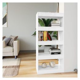 furnicato Bücherregal Bücherregal/Raumteiler Hochglanz-Weiß 60x30x135cm Holzwerkstoff