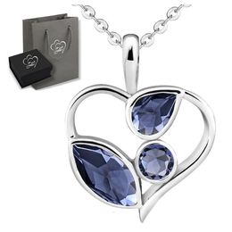 Limana Herzkette echter Edelstein blau lila Iolith 925 Sterling Silber Kette mit Herz (inkl. Herz Geschenkdose und Tasche)