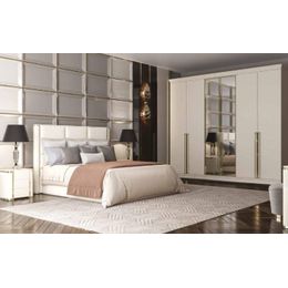 JVmoebel Schlafzimmer-Set Schlafzimmer Set Luxus Komplettes Bett 2x Nachttisch Kleiderschrank