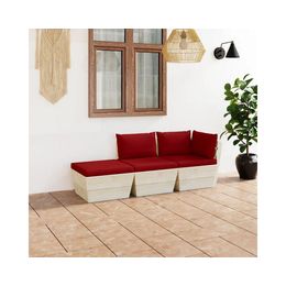 DOTMALL Stuhl 3-teiliges Garten-Paletten-Lounge-Set mit Kissen aus Fichtenholz