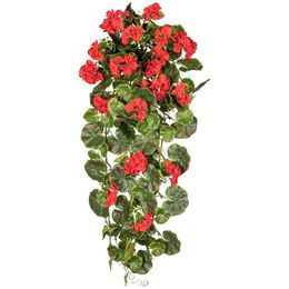 Kunstpflanze Geranienhänger, Creativ green, Höhe 80 cm, rot