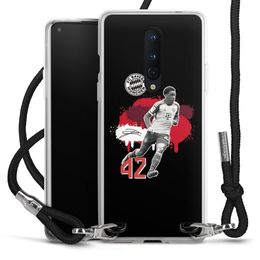 DeinDesign Handyhülle FC Bayern München Jamal Musiala Offizielles Lizenzprodukt, OnePlus 8 Handykette Hülle mit Band Case zum Umhängen Cover mit Kette