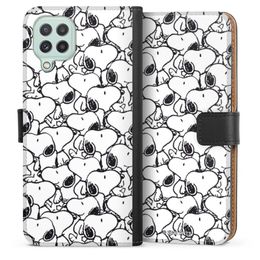 DeinDesign Handyhülle Snoopy Muster Peanuts Snoopy Pattern Black And White, Samsung Galaxy A22 4G Hülle Handy Flip Case Wallet Cover, schwarz