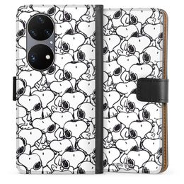 DeinDesign Handyhülle Snoopy Muster Peanuts Snoopy Pattern Black And White, Huawei P50 Pro Hülle Handy Flip Case Wallet Cover Handytasche Leder