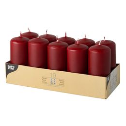 Papstar Stumpenkerze 10 Stumpenkerzen Ø 40 mm · 90 mm bordeaux (10-tlg)