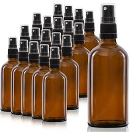 Oputec Sprühflasche 68 x 100ml Sprühflasche, Braunglas, schwarzer Zerstäuber, (Spar-Set)