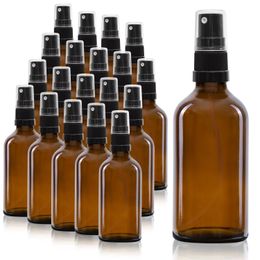 Oputec Sprühflasche 105 x 50ml Sprühflasche, Braunglas, schwarzer Zerstäuber, (Spar-Set)
