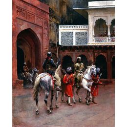 OTTO Kunstdruck Indian Prince, Palace of Agra Edwin Lord Weeks Pferde Reiter Hof Tor B, (1 St)