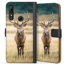 DeinDesign Handyhülle Hirsch Wald Wiese König des Waldes, Huawei P Smart Z Hülle Handy Flip Case Wallet Cover Handytasche Leder, schwarz
