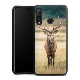 DeinDesign Handyhülle Hirsch Wald Wiese König des Waldes, Huawei P30 Lite Premium Silikon Hülle Premium Case Handy Schutzhülle, schwarz