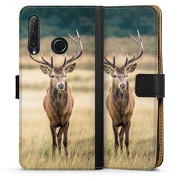 DeinDesign Handyhülle Hirsch Wald Wiese König des Waldes, Huawei Honor 20 Lite Hülle Handy Flip Case Wallet Cover, schwarz