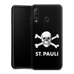 DeinDesign Handyhülle FC St. Pauli Totenkopf Offizielles Lizenzprodukt, Huawei P30 Lite Premium Silikon Hülle Premium Case Handy Schutzhülle, schwarz