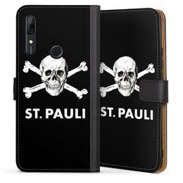 DeinDesign Handyhülle FC St. Pauli Totenkopf Offizielles Lizenzprodukt, Huawei P Smart Z Hülle Handy Flip Case Wallet Cover Handytasche Leder, schwarz