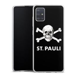 DeinDesign Handyhülle FC St. Pauli Totenkopf Offizielles Lizenzprodukt, Samsung Galaxy A51 Slim Case Silikon Hülle Ultra Dünn Schutzhülle, weiß