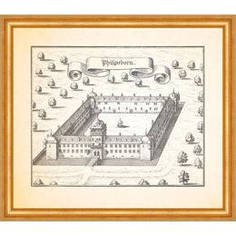 OTTO Kunstdruck Philipsborn bei Saarbrücken Jagdschloß Neuhaus Vierflügel Merian 0670, (1 St)
