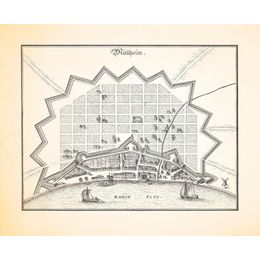 OTTO Kunstdruck Müllheim Mülheim Grundriss Festung Fährplatz Rhein Kupferstich Merian, (1 St)
