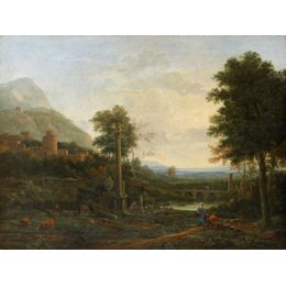 OTTO Kunstdruck Landscape with a Column and Figures Claude Lorrain Landschaft Bauwerk, (1 St)