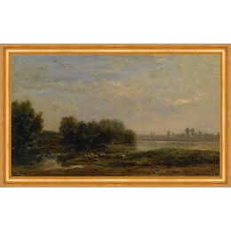 OTTO Kunstdruck On the Oise Charles-Francois Daubigny Fluß Frankreich Wald B A3 01136, (1 St)