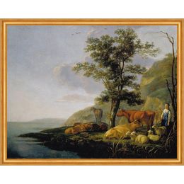 OTTO Kunstdruck Cattle near a River Aelbert Jacobsz. Cuyp Rinder Fluß Tiere Kühe B A2, (1 St)