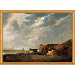 OTTO Kunstdruck Cattle near the Maas Jacobsz. Cuyp Dordrecht Tiere Kühe Niederlande B, (1 St)