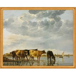 OTTO Kunstdruck Cows in a River Aelbert Jacobsz. Cuyp Tiere Kühe Trinken Fluß Boote B, (1 St)