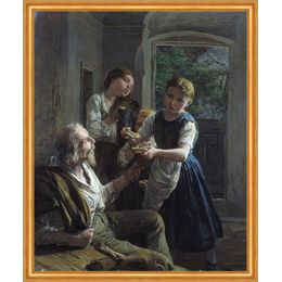 OTTO Kunstdruck Beggar Ferdinand Georg Waldmüller Bettler Kinder alter Mann Nahrung B, (1 St)