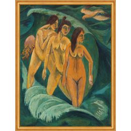 OTTO Kunstdruck Three bathers Ernst Ludwig Kirchner Baden Nackte Körper Frauen Wasser, (1 St)