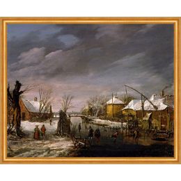 OTTO Kunstdruck Winter Scene Esaias van de Velde Winter Dorf Schnee Hütten Fluß B A2 0, (1 St)