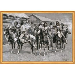 OTTO Kunstdruck Crow Indians Firing into the Agency Frederic Remington Pferd B A2 0193, (1 St)