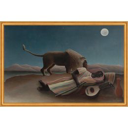 OTTO Kunstdruck The Sleeping Gypsy Henri Rousseau Löwe Wüste Vollmond Laute Schlafen B, (1 St)