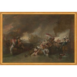 OTTO Kunstdruck The Battle of La Hogue Benjamin West Schlacht Kampf Krieg Feuer Tod B, (1 St)
