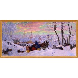 OTTO Kunstdruck Shrovetide Boris Michailowitsch Kustodijew Fastnacht Winter Abend B A2, (1 St)