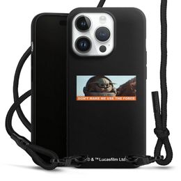 DeinDesign Handyhülle Star Wars The Child Statement transparent, Apple iPhone 15 Pro Premium Handykette Hülle mit Band Cover mit Kette, schwarz