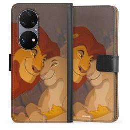 DeinDesign Handyhülle König der Löwen Disney Liebe Lion Love, Huawei P50 Pro Hülle Handy Flip Case Wallet Cover Handytasche Leder, schwarz